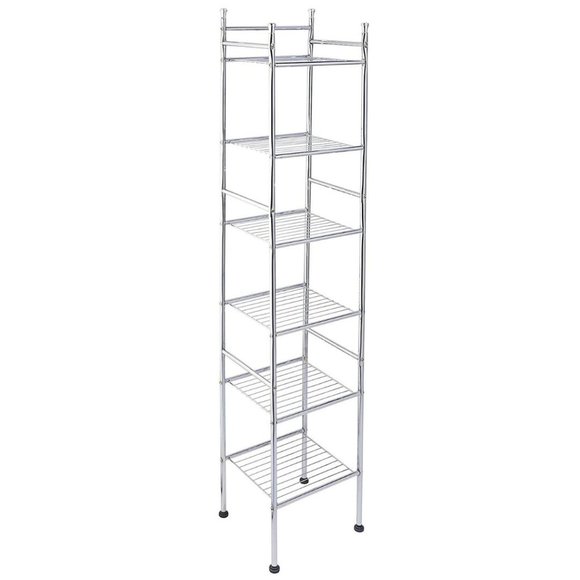 Bath | 6 Tier Metal Tower Bathroom Shelf Chrome Freestanding Bathroom ...